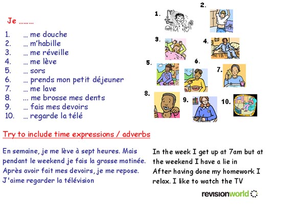Daily Routine Gcse revision French Everyday life Daily routine 